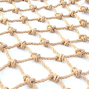 RZM Rope Net Fishing Net Decor Hand Made Clothes Net Wall Hanging Retro Wall Hanging Decoration Safety, 6mm Child Safety Netting for Balcony (Color : Beige-6cm, Size : 3x3m)