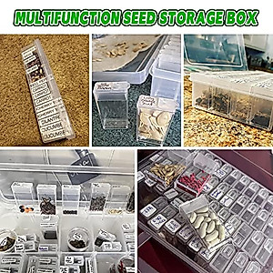 64 Slots Plastic Seed Storage Box, Seeds Storage Organizer with Label Stickers(seeds not included), Seed Container Storage use for Flower Seeds,Vegetable Seeds, Clover Seeds, Basil Seeds, Tomato Seeds