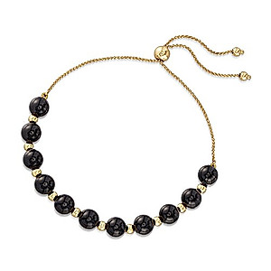 Ross-Simons Black Onyx and 14kt Yellow Gold Bead Bolo Bracelet