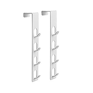 JAMEND CLXP 2 Pack White Coat Hooks, 4 Layers Metal Hats Hanger, Strong Vertical White Coat Hook, Over Door Rack for Hanging Bags Jams Scarf Keys and More.