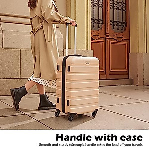 COOLIFE Luggage 3 Piece Set Suitcase Spinner Hardshell Lightweight TSA Lock 4 Piece Set (yellow)