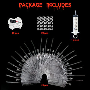 UNIIDECO Halloween Fake Blood Bags Syringe for Drinks, Nursing Themed Party Empty Prop iv Bag Decorations Favors Pack, Nurse Graduation Parties Drink Pouches Decor, Reusable Vampire Drinking Supplies