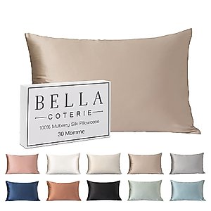 Bella Coterie Luxury Silk Pillowcase for Hair and Skin | 30 Momme | 100% Pure 6A Mulberry Silk | Super Soft | Perfectly Plush [Queen, Champagne]