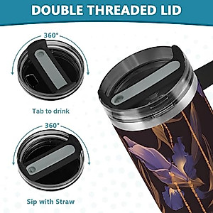 Bokkoy Iris and Chain 40 oz/30 oz Tumbler with Handle and Straw Stainless Steel Tumbler with Lid Reusable Vacuum Insulated Cup