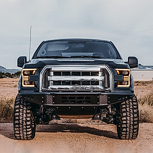 VLAND LED Headlights Compatible For [2015-2017 Ford F150 XL, XLT, Lariat, King Ranch, Platinum, Limited] With Dynamic Amber DRL & Turn Signal Lights, (Factory Halogen ONLY)