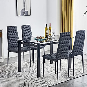 IANIYA Dining Chairs Set of 6/4, Ergonomically Designed PU Leather Chairs for Dining, Kitchen, Restaurant and More (4, Black)