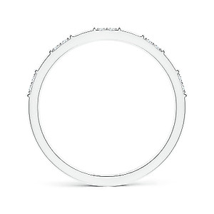 etneyjewels 0.1 Carat Natural Round Cut Diamond Stackable Wedding Band Rings Prong Setting For Women In 10KT Solid White Gold For Wedding Enagagement Anniversary (Clarity I2, Color HI, 6)