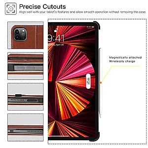 ZtotopCases for iPad Pro 11 Inch 4th/3rd/2nd Generation Case 2022/2021/2020, Premium PU Leather Smart Folio Cover with Auto Wake/Sleep, Hand Strap for iPad Pro 11'' 4th/3rd/2nd Gen,Brown