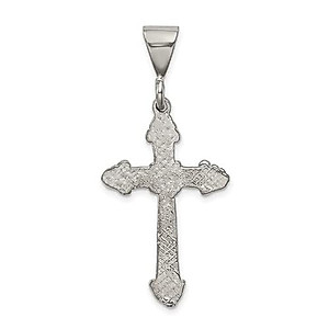 Solid 925 Sterling Silver Diamond-Cut Cross Pendant Crucifix Charm 1.5" - 41mm x 18mm - Jewelry Gifts For Women Wife Mom Gifts For Men Husband