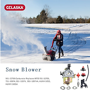 GELASKA 951-12705 Carburetor Replaces 751-12705, 751-10974, 951-10974, 951-10974A, HUAYI 165S, 165SA for MTD Troy-bilt 165-SUB, 165-SUB-11, 265-SU, 265-SU-11, 365-SUB Engines