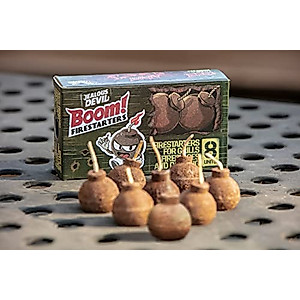 Jealous Devil Boom! Firestarters 8 Pack, 100% Natural Made from Coconut Fiber, No Smoke and Odorless, Waterproof, 20-Minute Long Burn for BBQ Lump Charcoal, Briquettes, Fireplace, Camping and More