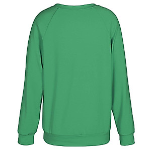 Smile Fish Womens Crewneck Long Raglan Sleeve Sweatshirt Relaxed Fit Soft Pullover Fall Tops Cotton Blend Green,M