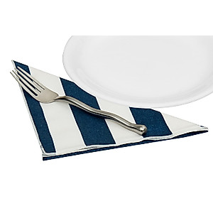 Blue and White Cloth Napkins 18" Dinner to Mix with Red White and Blue Stripes, July 4 Décor Patriotic Stars and Stripes Cotton Linen Napkins Pk 4