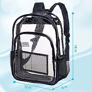 gxtvo Clear Backpack, Heavy Duty Transparent Bookbag, See Through Backpacks for Women Men - Black