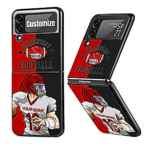 Custom Football Team Jersey Names & Numbers Phone Cases Trendy Design for Boy Men Be Legendry Cover Applicable to Samsung Galaxy Z Flip 3 4 (Kansas City)