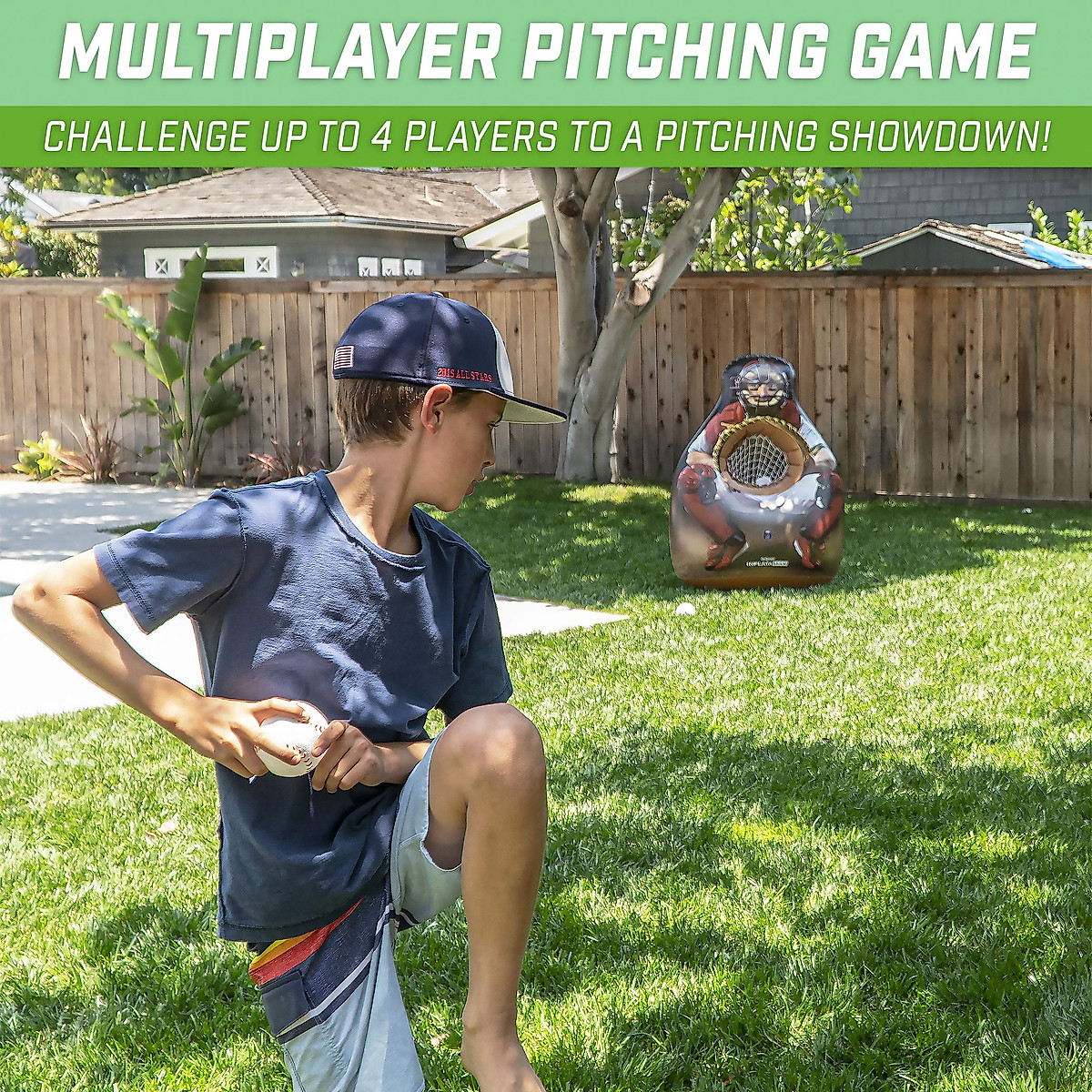 GoSports Inflataman Baseball Toss Challenge - Inflatable Catcher Strike Zone Pitching Game