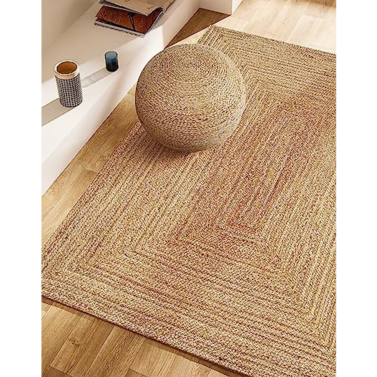 4x6 Rug,Rug 4x6', Rag Rugs,Jute Rug,Braided Rug, Jute Rugs, Jute Handloom Rug 4x6', Farmhouse Area Rugs, Natural Braided Doormat for Kitchen Entryway Pets Playing Rugs - Natural