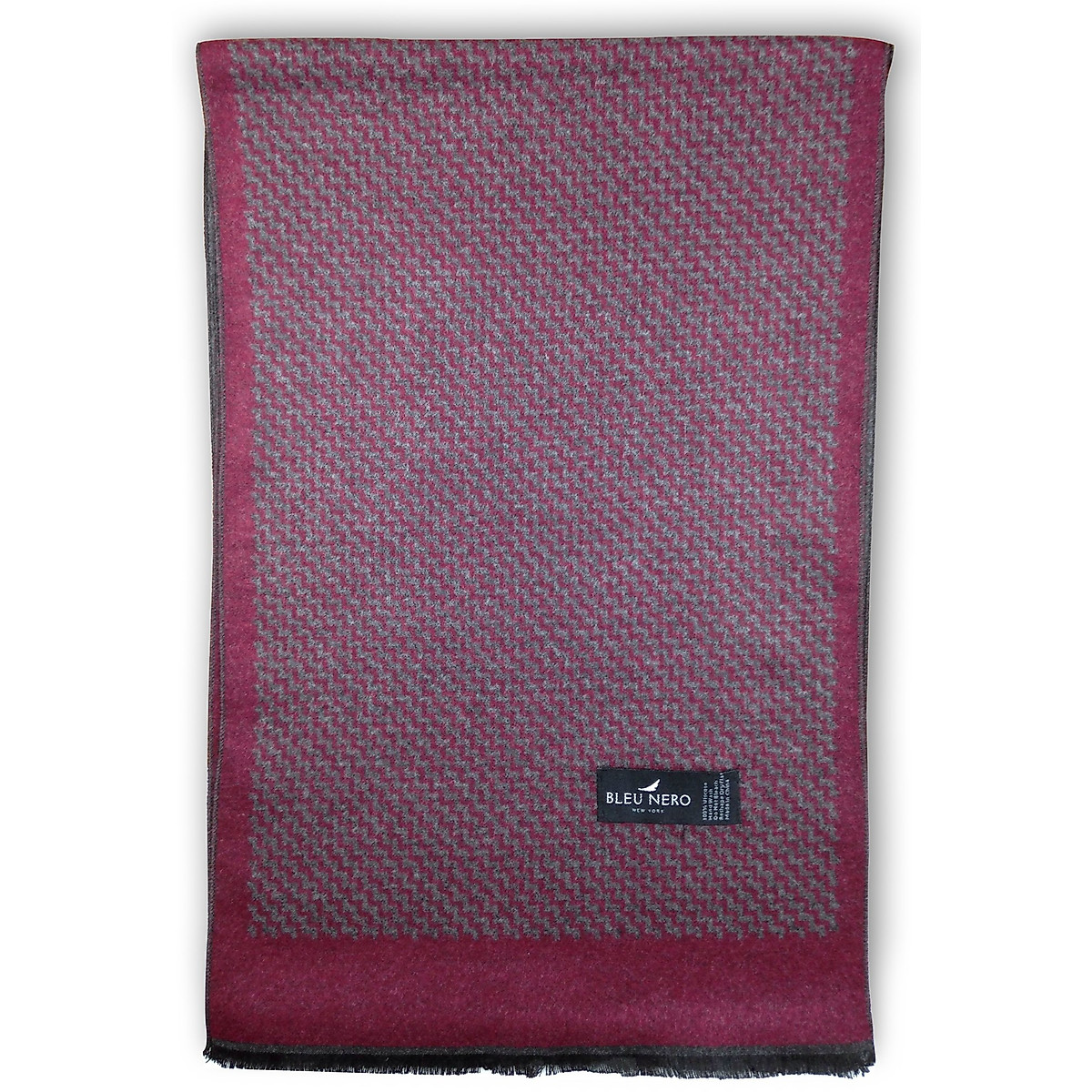 Livativ Bleu Nero Luxurious Winter Scarf for Men and Women – Large Selection of Unique Design Scarves – Super Soft Premium Cashmere Feel Burgundy Grey Diagonal Zigzag Border