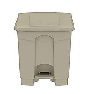 Safco Products Plastic Step-On Touchless Trash Can 8 Gallon - Hands-Free Waste Disposal, Soft-Close Lid, Anti-Slip Bag Security, Ideal for Home/Commercial Use (9924TN)