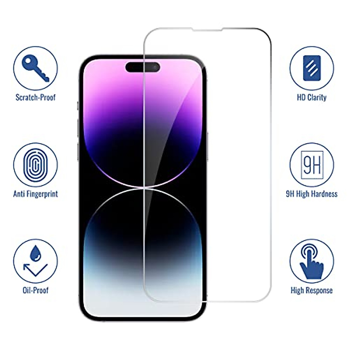 NEEPART 4 Pack Tempered Glass Screen Protector for iPhone 14 Pro Max [6.7 inch], Sensor Protection, Dynamic Island Compatible, 9H Tempered Glass Film, Anti-Scratch, Case Friendly, Easy Installation, Bubble Free, Case Friendly
