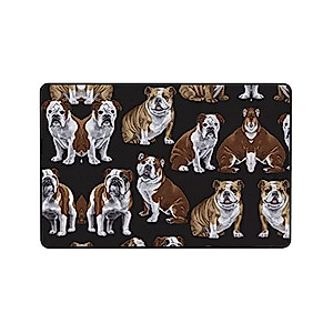 English Bulldogs Ultra Soft Non Slip Door Mat Rugs, Bedroom Carpets, for Living Room Dorm Bathroom Decorative