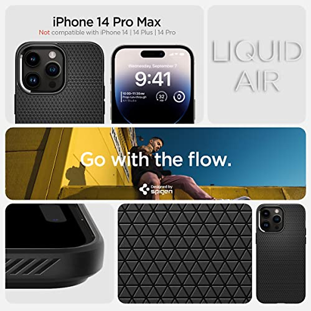 Spigen Liquid Air Armor Designed for iPhone 14 Pro Max Case (2022) - Matte Black