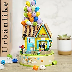 QLT Balloon Up House Music Box Building Block for Adults Girls Age 8-14 Yrs (528 PCS) Compatible with Lego Disney, Girls Toys for Valentine and Birthday Gifts