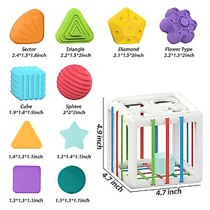 TOPZONE Baby Montessori Toys for 1 Year Old Boy Girl Gifts, Shape Sorter Sensory Bin Toys 6 to 12 18 Months, Fine Motor Skill Activity Cube Toddler Travel Baby 1st Birthday Gifts