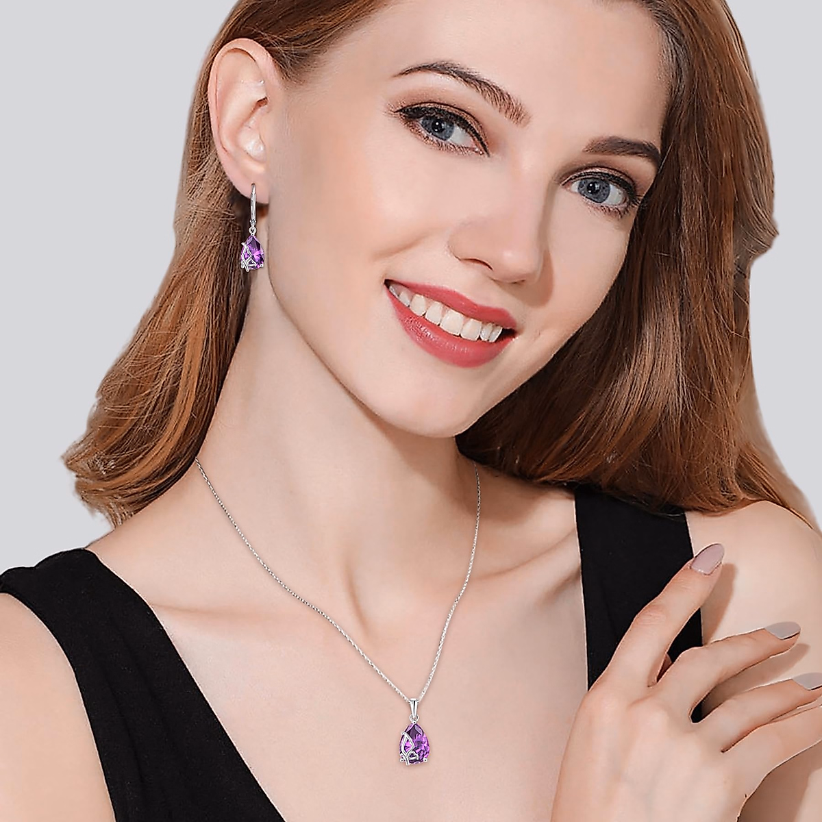 Blaniy February Birthstone Necklace for Women 925 Sterling Silver Amethyst Necklace Butterfly Pendant Birthday Mothers Day Anniversary Christmas Teardrop Butterflies Jewelry Gifts for Her