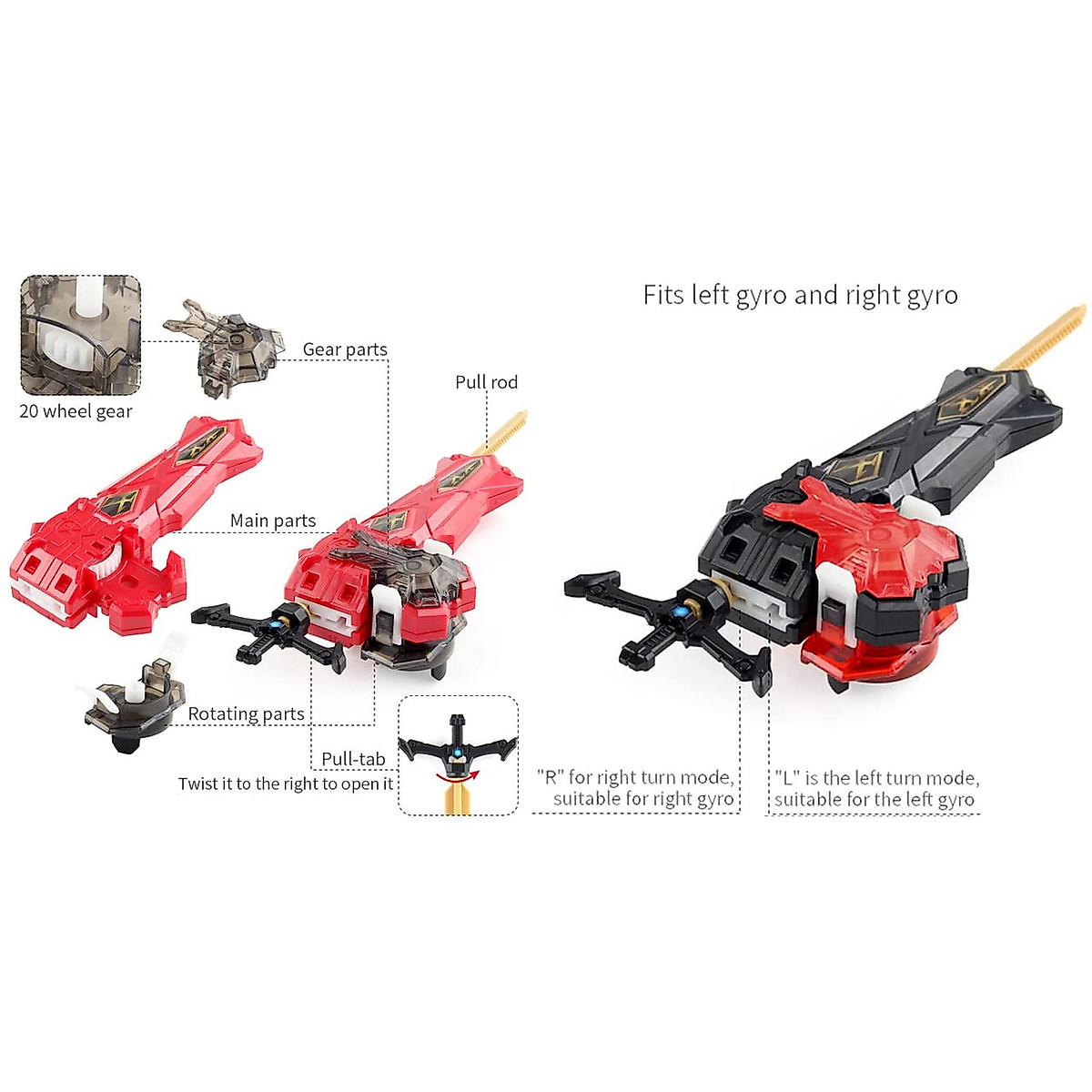 MECHGYRO Sword Launcher Lr Blade Blades Set Metal Fusion Bay BurstGyro Booster B-113 Hell Salamander.12.Op Bey Battling Top Toys Left and Right Launcher Grip Bay Blades 8-12 Boys' Gift Gaming Top Toy