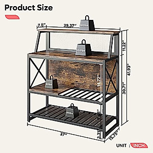 Bestier Bar Table with Storage Coffee Bar Cabinets for Liquor and Glasses, Wine Rack Freestanding Floor with Glass Holder for Home Kitchen Dining Room Basement,Rustic Brown