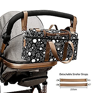 Baby Diaper Caddy Bag - 5pcs Set Diaper Stroller Bag Organizing Pouches Baby Basket Diaper Storage Caddy With Insulation bag (Black)