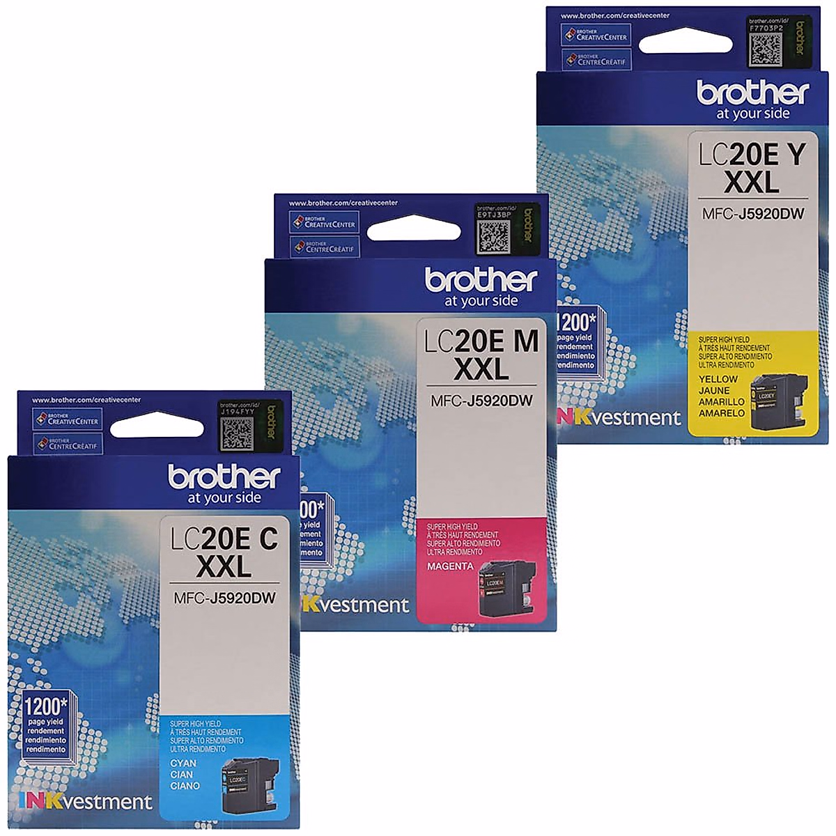 Brother LC20E Super High Yield Ink Cartridge Set Colors Only (CMY)