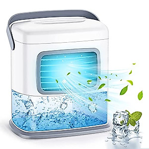 Trustech Portable 3 in 1 Air Cooling Cooler - Personal Mini Air Conditioner Fan w/12 H Timer, 500mL Water Tank, 2 Speeds, Adjustable Wind Direction, Low Noise, Ideal for Office Home Room Bedroom Dorm
