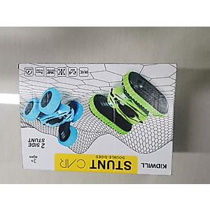 2-in-1 Remote Control Car, Rechargeable Remote Control Crawler for Kids Age 3 Years and up, Changeable Wheels, Double-Side 360° Flips, LED Headlights, Fast Stunt Toy Race Cars for Toddlers-Blue