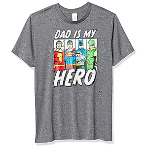 DC Comics Justice League Hero Dad Boy's Performance Tee, Charcoal Heather, Youth Medium