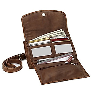 American West Leather Small Crossbody Handbag with Build in Wallet & Key Chain