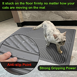 Mofason Cat Litter Mat XXL - Waterproof Kitty Litter Box mat for Floor - Extra Large Pet Trapping Litter Rug Pad - Silicone Cat Supplies &amp; Accessories for Indoor Cats (38&quot; x 25&quot;) -Grey
