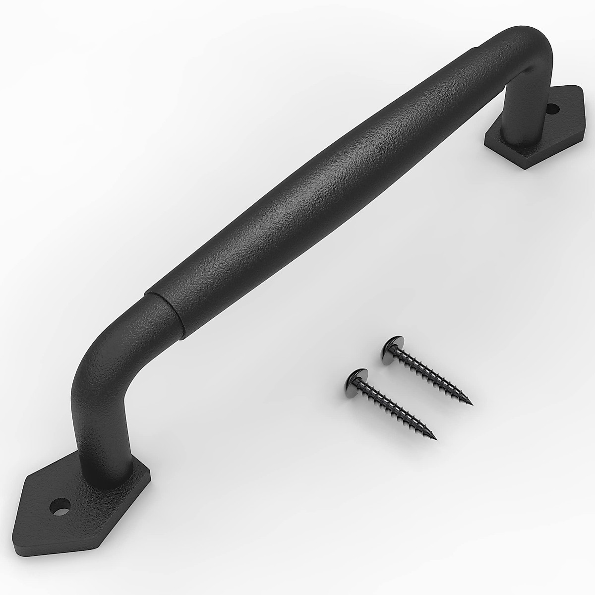 VivaLight 10 Inch Round Rustic Barn Door Handle - Black Steel Pull for Sliding Doors, Gates, Garages, Sheds, Fences, Closets, Pantries - Indoor and Outdoor Use - Easy Install