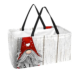 LORVIES Large Rectangular Baskets for Storage, Elves Nordic Christmas Standing White Wooden Wall in Snow Closet Storage Bins