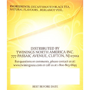 Twinings Earl Grey Decaf Black Tea - Refreshing Earl Grey Decaffeinated Tea Bags with the Flavor of Bergamot and Citrus, Individually Wrapped Decaf Tea Bags, 20 Count
