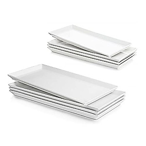 Sweese 702.101 Rectangular Porcelain Platters, Serving Trays for Parties - 13.8 Inch, Set of 4, White