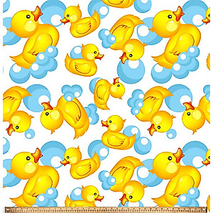 DAVID TEXTILES Rubber Ducky Anti-Pill No-Sew Throw Fleece Fabric Kit (50x60)
