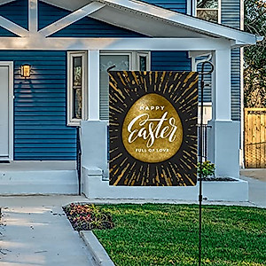 My Little Nest Seasonal Garden Flag Happy Easter Golden Egg Double Sided Vertical Garden Flags for Home Yard Holiday Flag Outdoor Decoration Farmhouse Banner 28"x40"