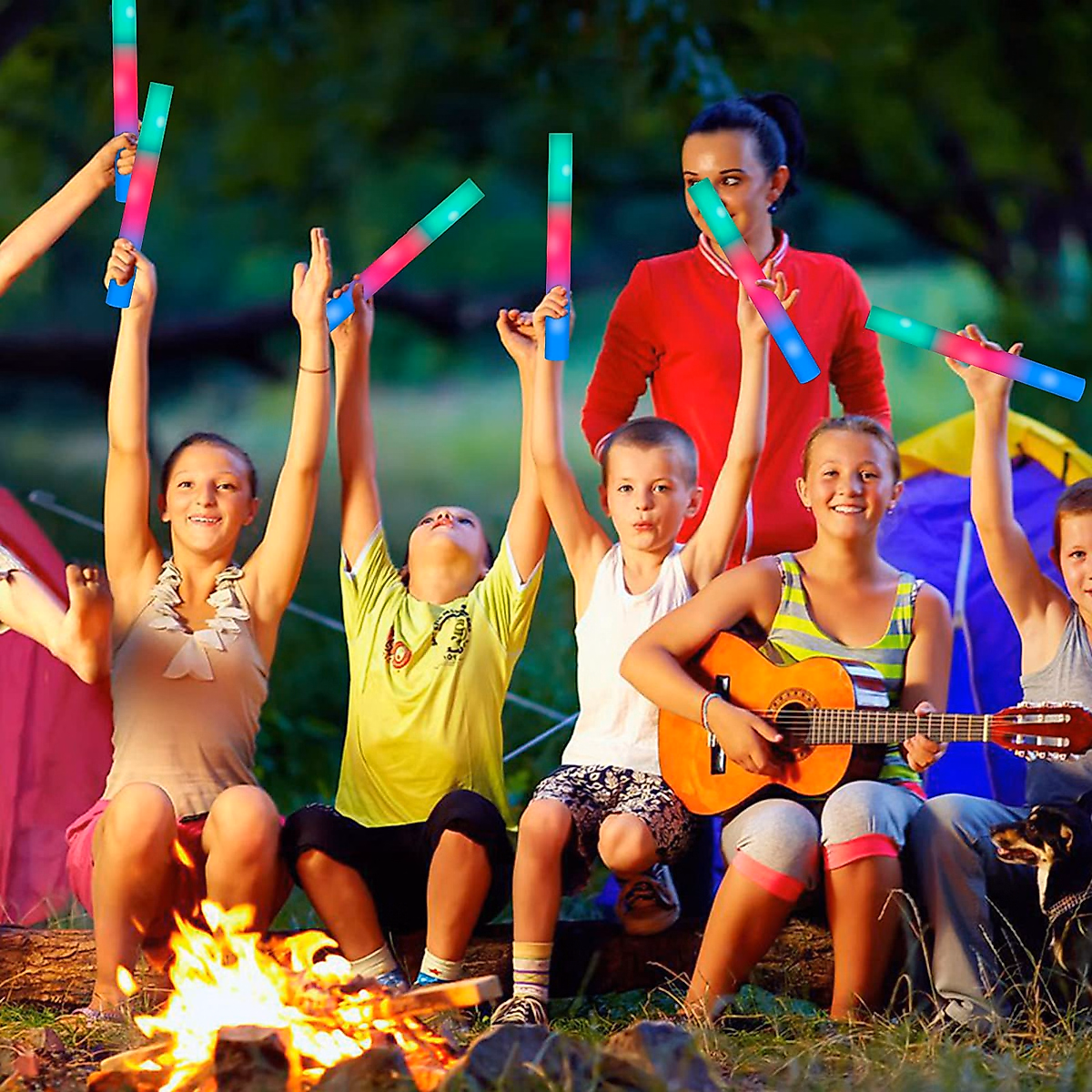 SHQDD 28 PCS Glow Sticks Bulk, New Year Party Favors, Foam Glow Sticks with 3 Modes Colorful Flashing, Glow in The Dark Party Supplies, LED Glow Sticks for Wedding, Raves, Concert, Camping, Carnival