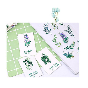Kawaii Green Plant Flower Sticker Set Nature Theme Stickers Pack for Scrapbooking Journaling DIY Personal Journal Planner Calendar Agenda Letter Diary Envelope Gift Decor Card Making Decal Labels (B)