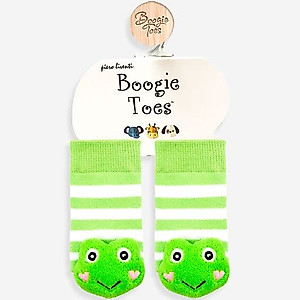Green Frog Boogie Toes Rattle Sock, 1-Pair (1-2 Year) Rattles Foot Finder, Rattle Sock Baby Toddler Toy, Present Gift for Newborn Infant Babies Boy Girl Bebe
