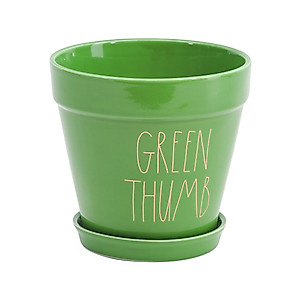Rae Dunn Ceramic Decorative Planter for Indoor and Outdoor (8, Green Thumb)