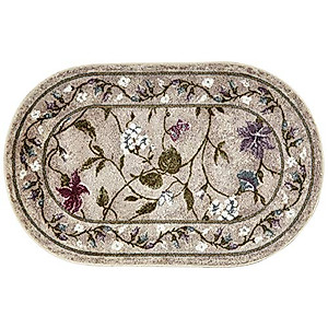 Brumlow Mills Butterfly Floral Area Rug for Kitchen, Dining, Living Room, Bedroom, Doorway Mat or Home Accent Carpet, 30" x 46", Opal