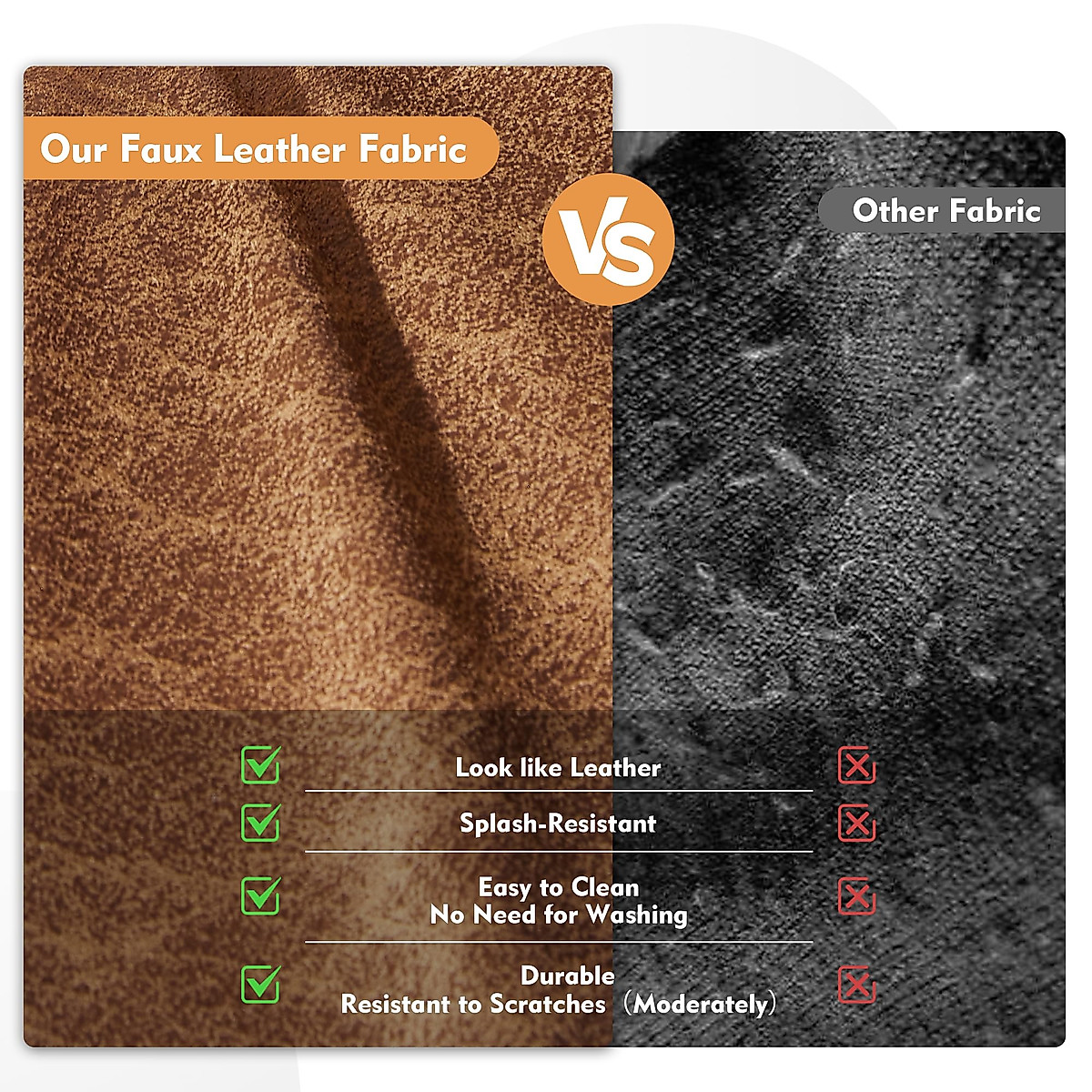 ALTRIGUS 3 Seater Couch with Luxury Faux Leather,Mid Century Modern Sofa with Comfortable Deep Seat,Comfy Upholstery Couches with for Small Space Living Room Bedroom (Brown)